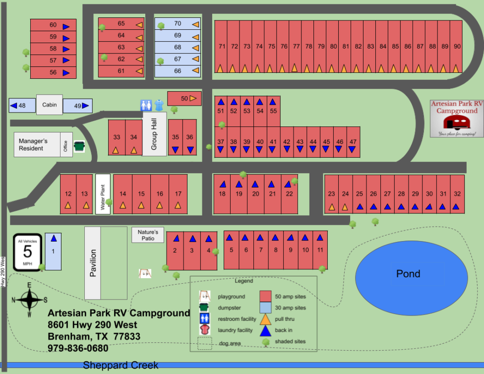 Site Map - Artesian Park Rv Campground